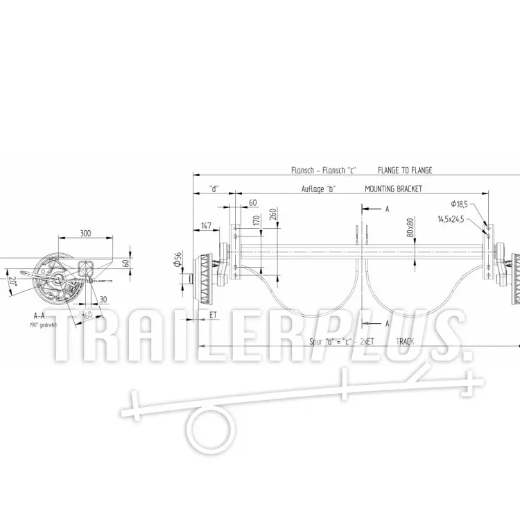 Knott | Axle, torque, brakes 1800 kg brake pad 1100 | 6A3721.003 ...